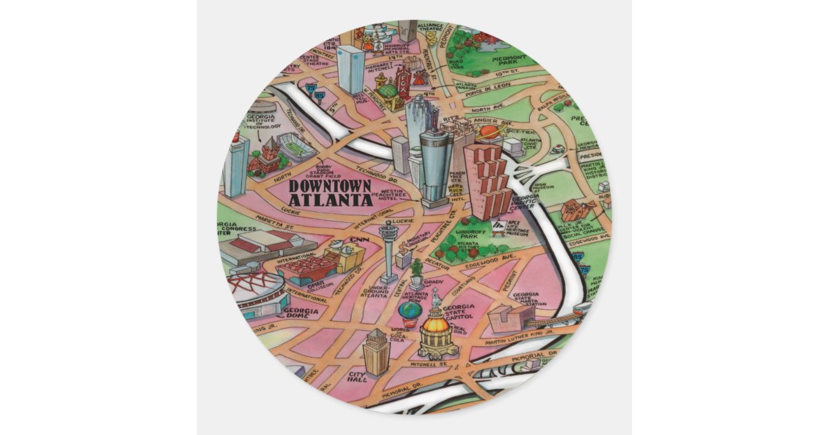 Downtown Atlanta Georgia Classic Round Sticker | Zazzle