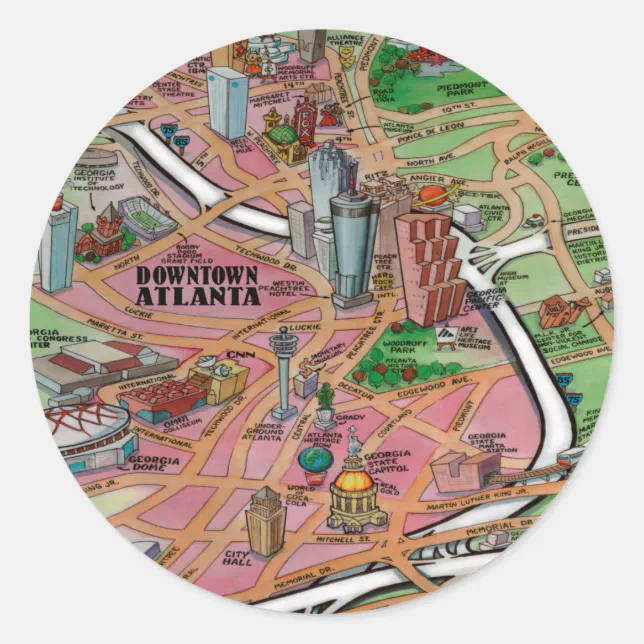 Downtown Atlanta Georgia Classic Round Sticker | Zazzle