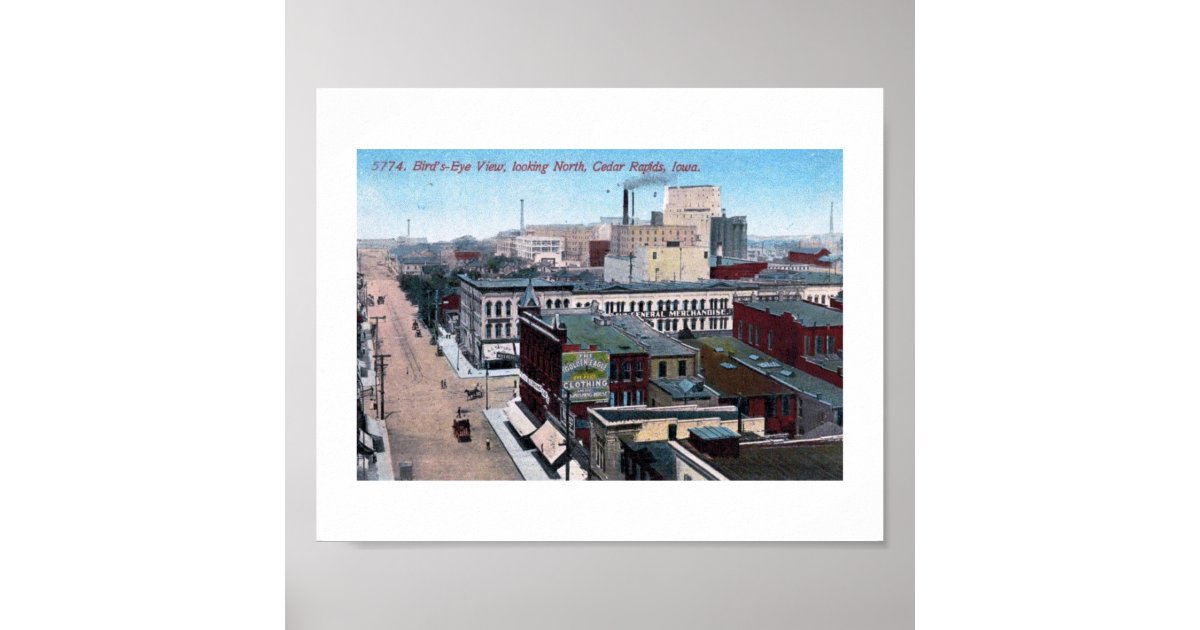 Downtown, Cedar Rapids, Iowa 1913 Vintage Poster | Zazzle
