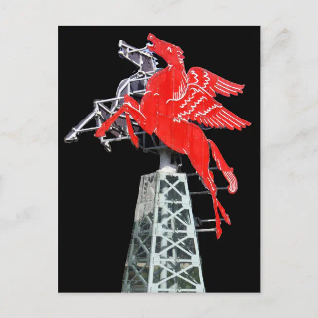 Downtown Dallas Pegasus Neon sign Postcard | Zazzle