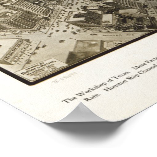 Downtown Houston Texas 1912 Antique Panoramic Map Poster | Zazzle