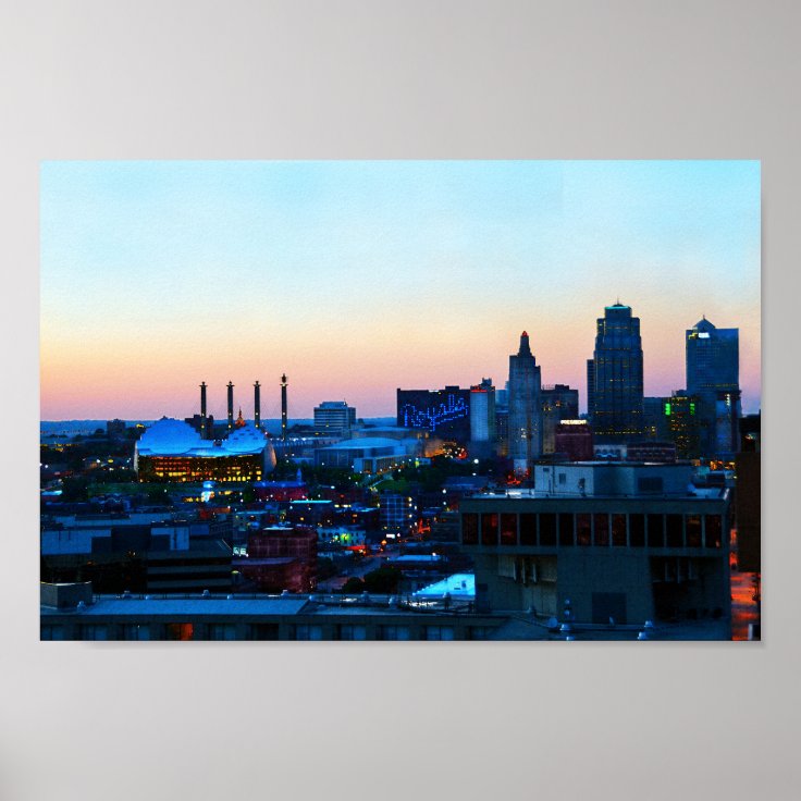 Downtown Kansas City at Sunset Poster | Zazzle