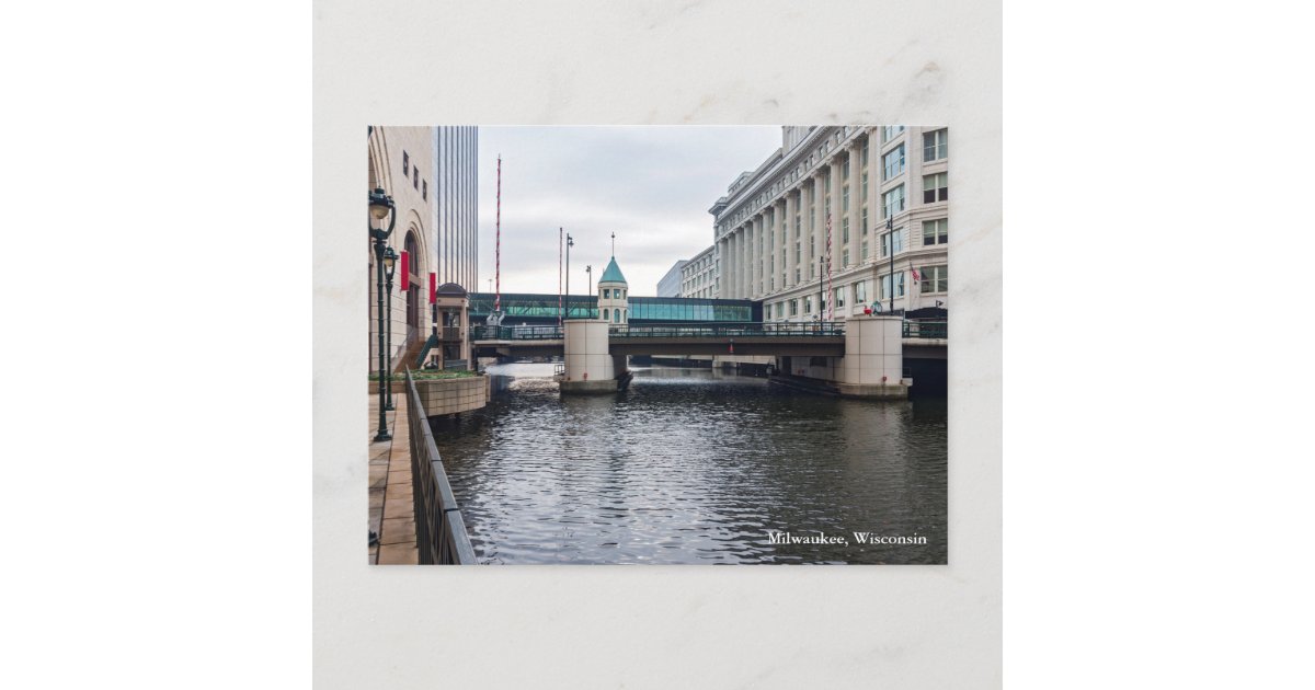 downtown milwaukee riverfront and architecture pos postcard | Zazzle