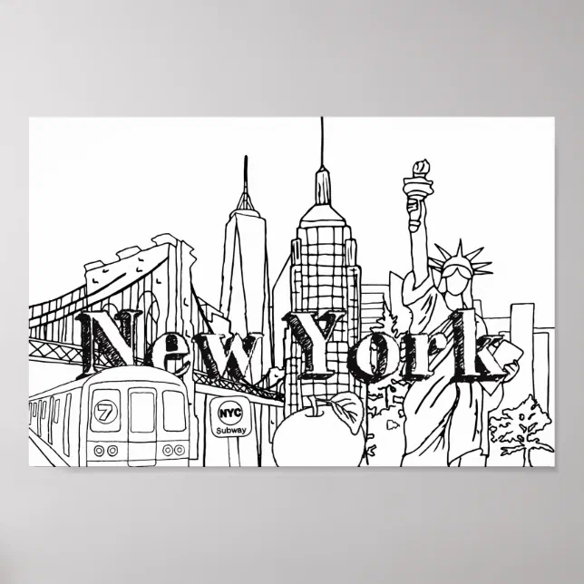 Downtown NYE New York Vacation Souvenirs NYC Gift Poster | Zazzle