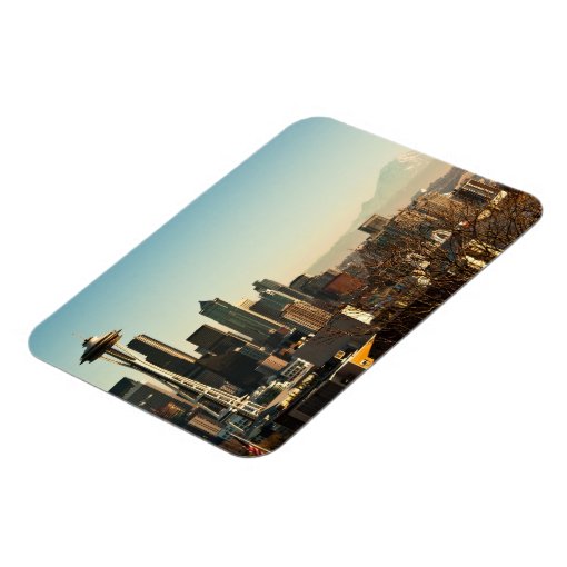 Downtown Seattle skyline and Space Needle Magnet | Zazzle