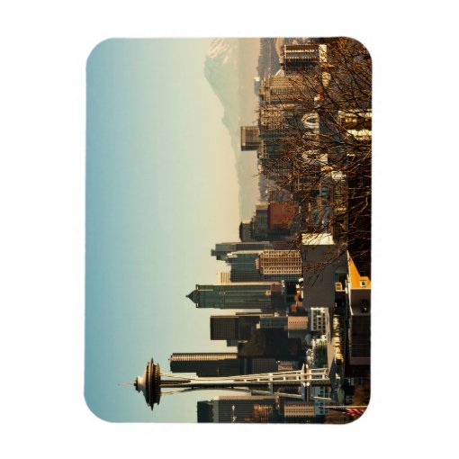 Downtown Seattle skyline and Space Needle Magnet | Zazzle