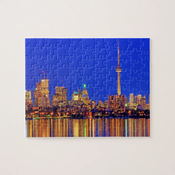 Downtown Toronto skyline at night Jigsaw Puzzle | Zazzle
