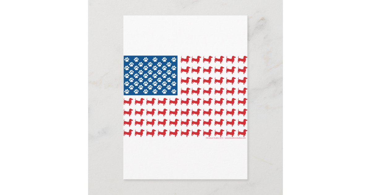 Doxie - Dachshund Patriotic American Flag Postcard | Zazzle