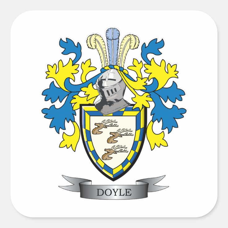 Doyle Coat of Arms Square Sticker | Zazzle
