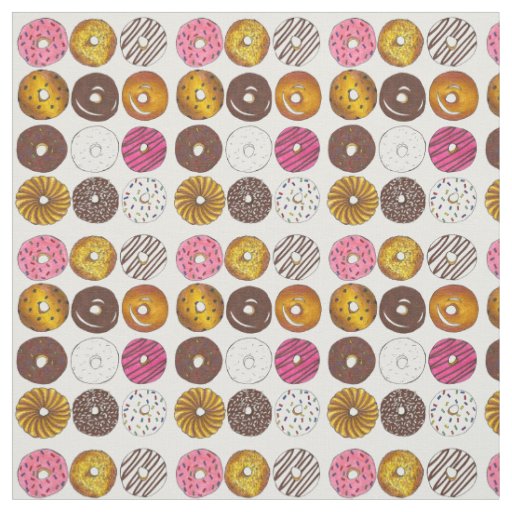 Dozen Doughnuts Donuts Breakfast Junk Food Pastry Fabric | Zazzle