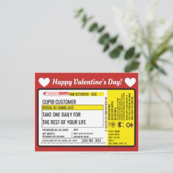 Dr. Cupid's Valentine Love Prescription Postcard | Zazzle