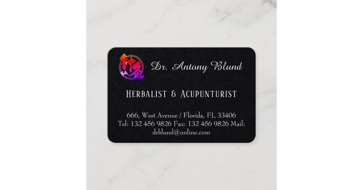 Dr Herbalist and Acupuncturist Minimalist Simple Business Card | Zazzle