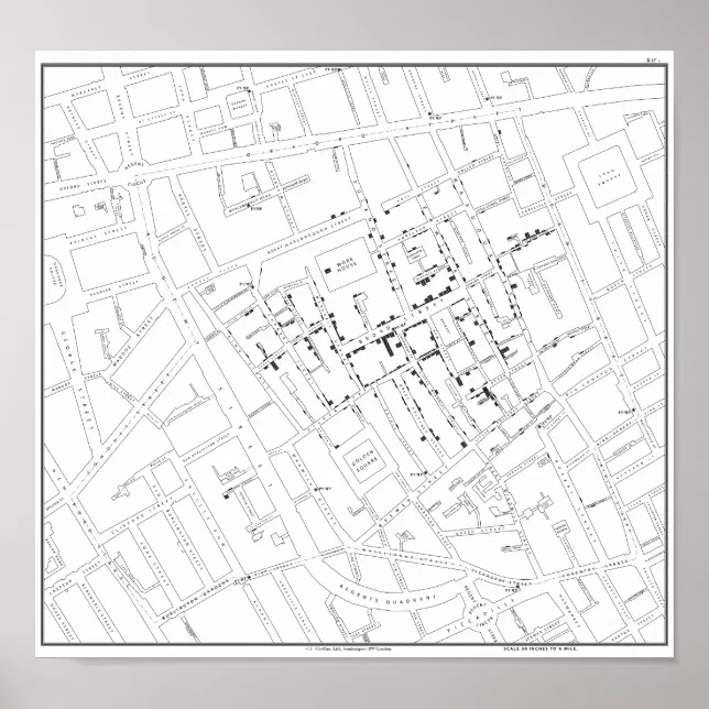 Dr. John Snow: Cholera Map of London, 1854 Poster | Zazzle