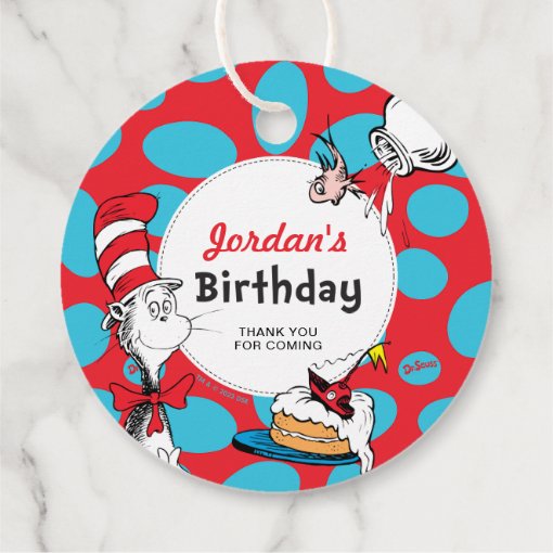 Dr. Seuss Cat in the Hat Birthday Favor Favor Tags | Zazzle