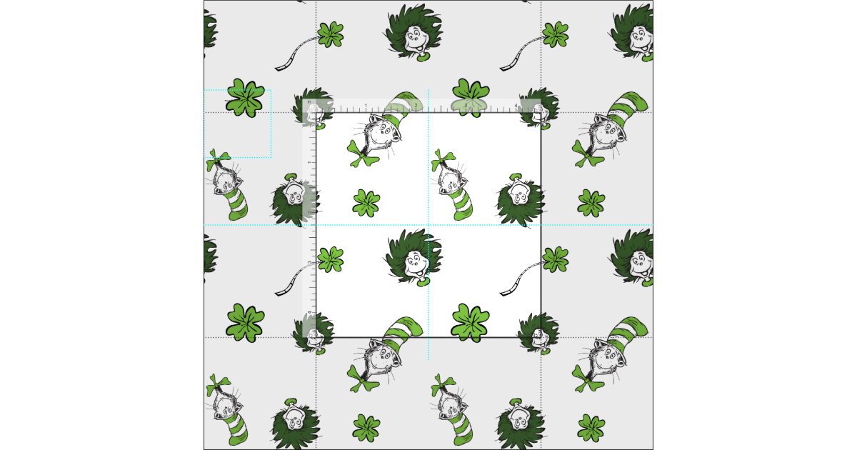Dr. Seuss | Cat in the Hat Clover Pattern Fabric | Zazzle