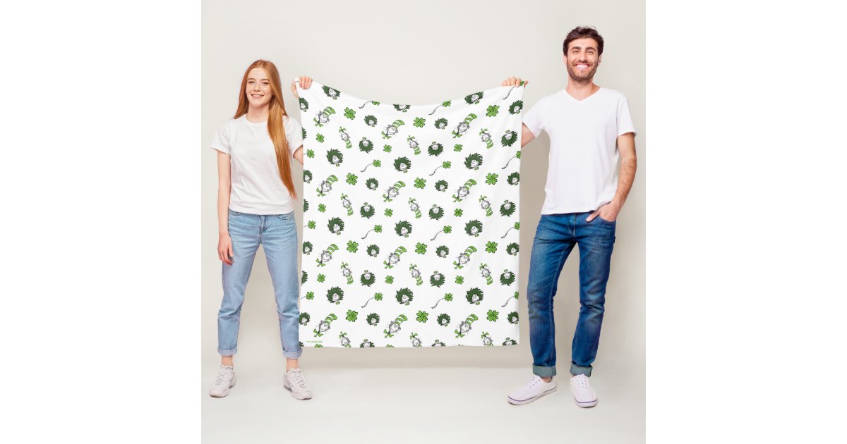 Dr. Seuss | Cat in the Hat Clover Pattern Fleece Blanket | Zazzle