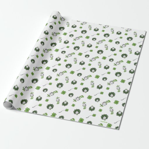 Dr. Seuss | Cat in the Hat Clover Pattern Wrapping Paper | Zazzle