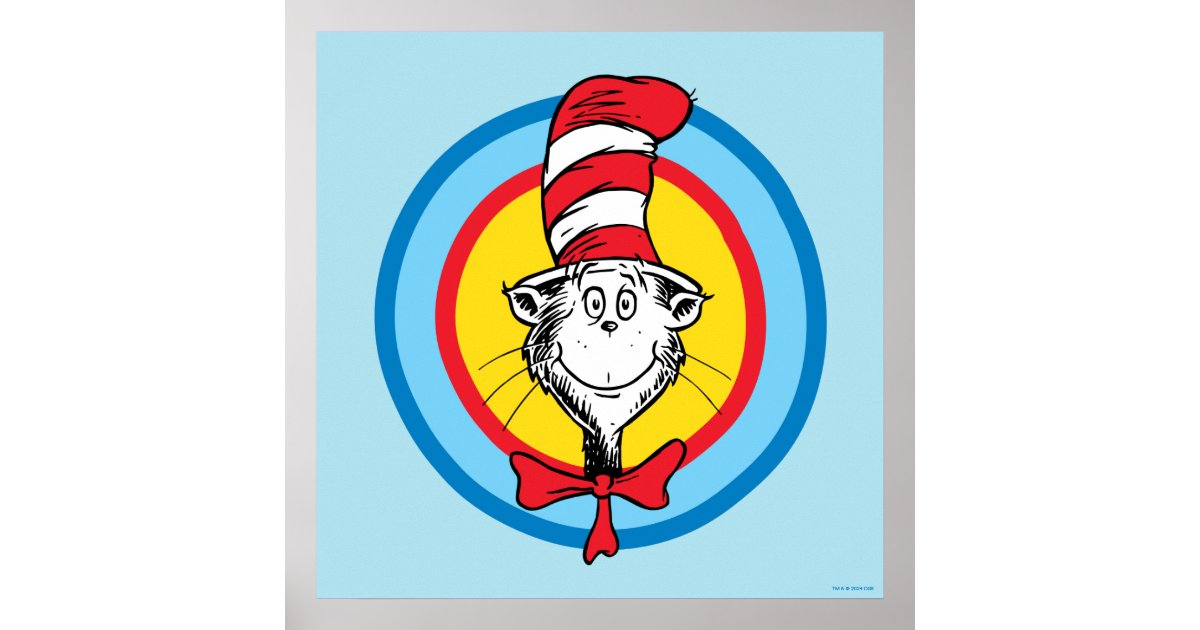 Dr. Seuss | Cat in the Hat Head Graphic Poster | Zazzle