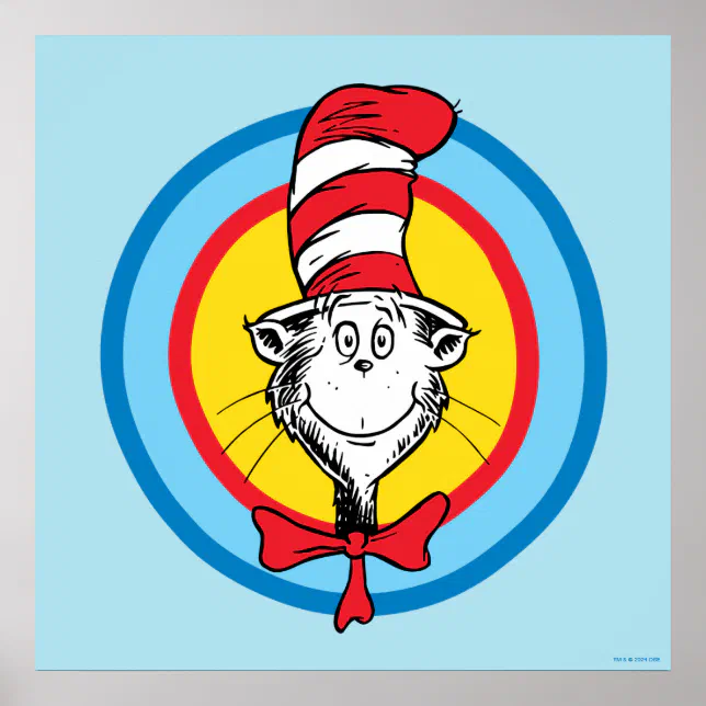 Dr. Seuss | Cat in the Hat Head Graphic Poster | Zazzle