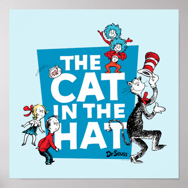 Dr. Seuss | Cat in the Hat Logo - Characters Poster | Zazzle