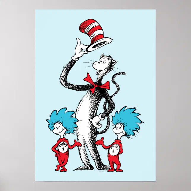 Dr. Seuss | Cat in the Hat, Thing One & Thing Two Poster | Zazzle
