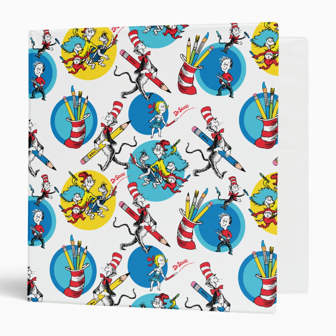 Dr. Seuss | Characters With Pencils Pattern 3 Ring Binder | Zazzle