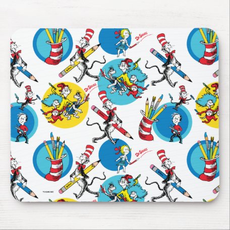 Dr. Seuss | Characters With Pencils Pattern Fabric | Zazzle
