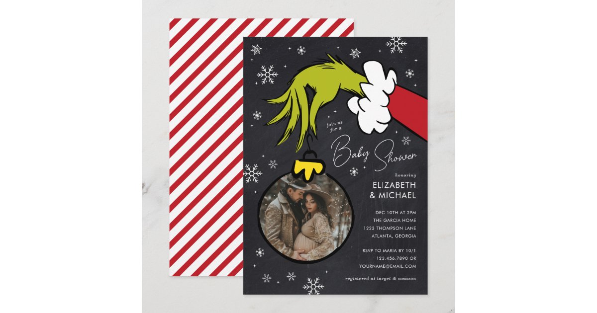 Dr. Seuss | Grinch Chalkboard Baby Shower Invitation | Zazzle