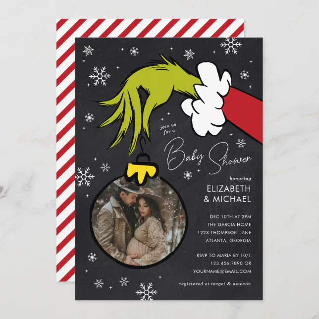 Dr. Seuss | Grinch Chalkboard Baby Shower Invitation | Zazzle
