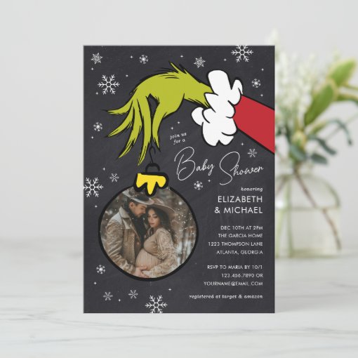 Dr. Seuss | Grinch Chalkboard Baby Shower Invitation | Zazzle