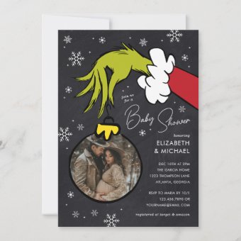 Dr. Seuss | Grinch Chalkboard Baby Shower Invitation | Zazzle