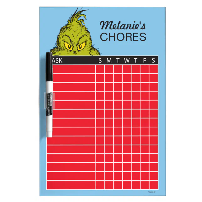 Dr. Seuss | Grinch Chore Chart Dry Erase Board | Zazzle