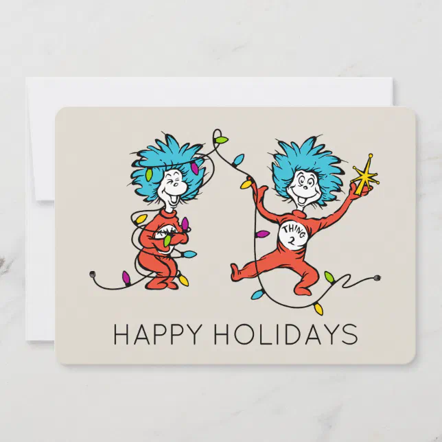 Dr. Seuss | Grinch | Thing One Thing TwDancing Holiday Card | Zazzle