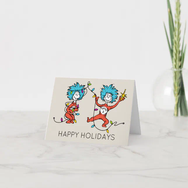 Dr. Seuss | Grinch | Thing One Thing Two Dancing Holiday Card | Zazzle