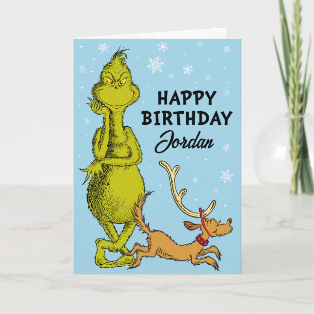Dr. Seuss | Grinch Winter Birthday Card | Zazzle