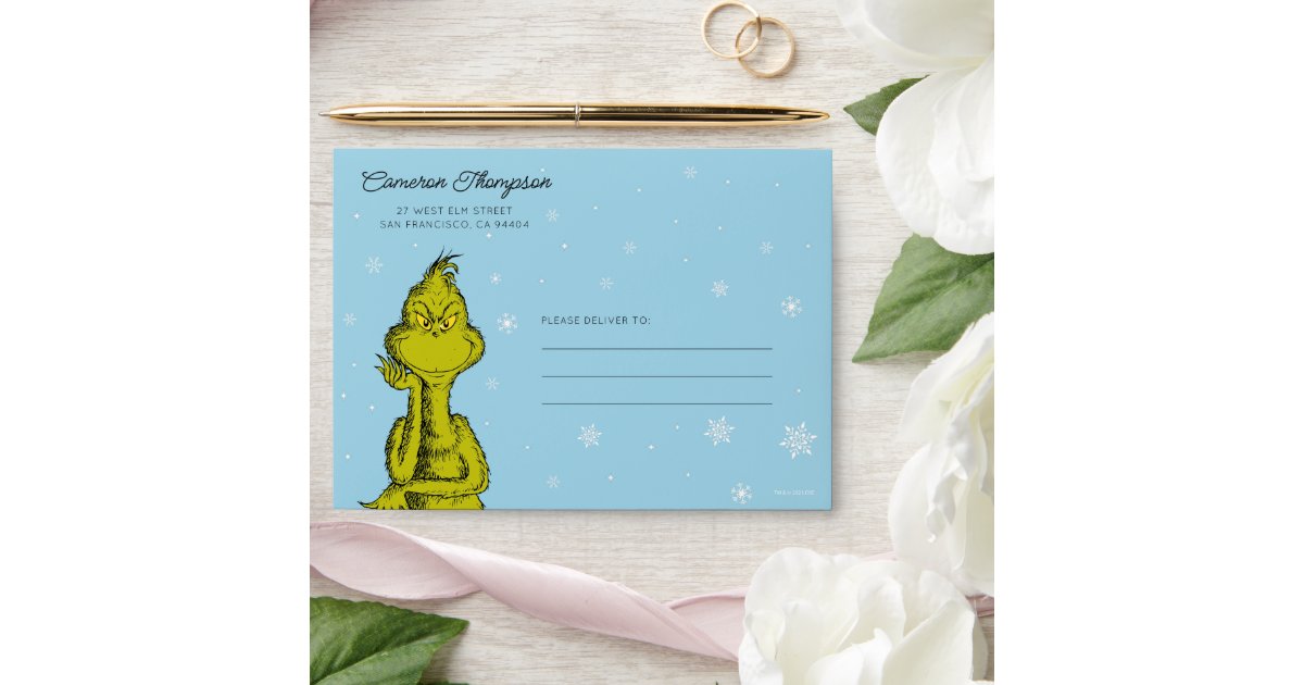 Dr. Seuss | Grinch Winter Birthday Envelope | Zazzle