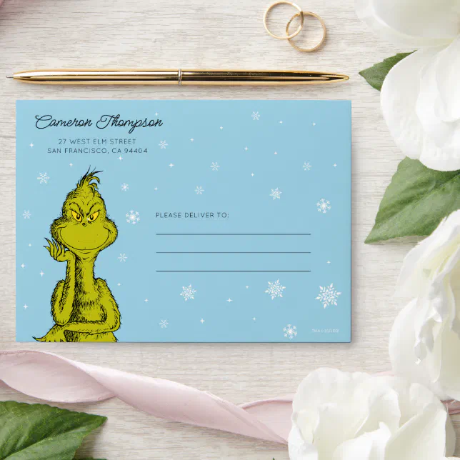 Dr. Seuss | Grinch Winter Birthday Envelope | Zazzle