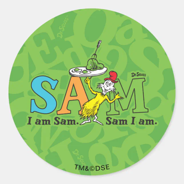 Dr. Seuss | I Am Sam. Sam I Am. Classic Round Sticker | Zazzle