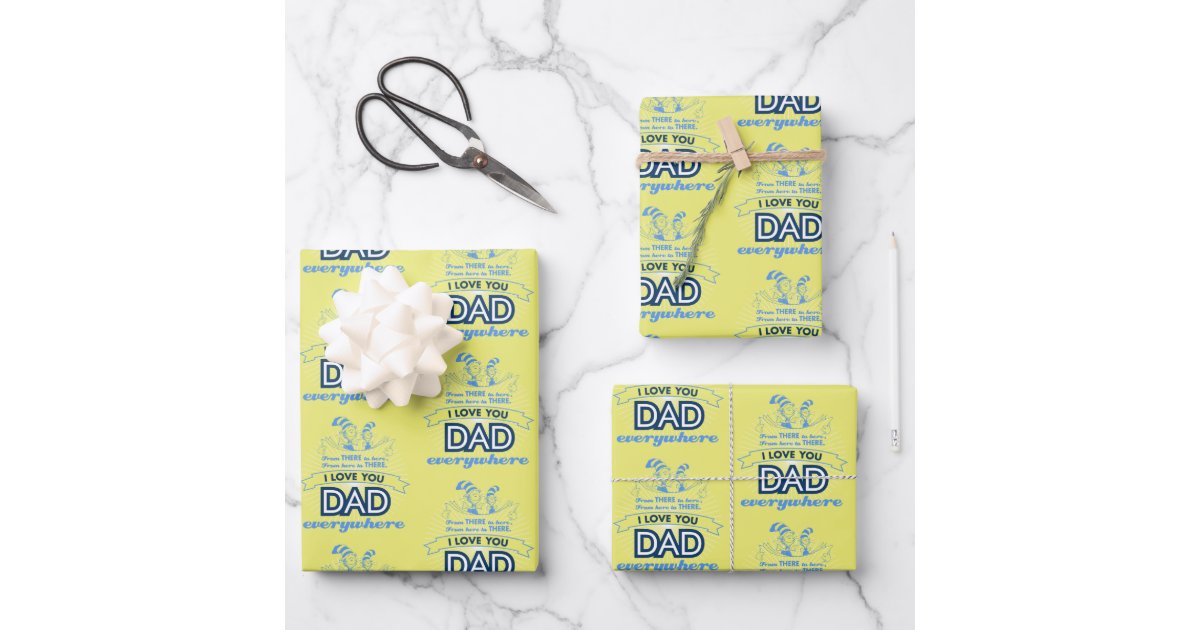 Dr. Seuss | I Love You Dad Everywhere Wrapping Paper Sheets | Zazzle