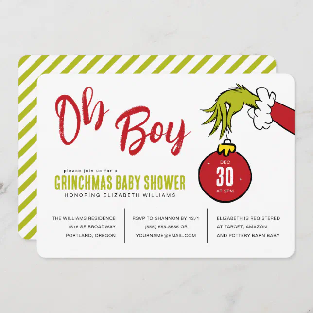 Dr. Seuss | Oh Boy Grinch Baby Shower | Zazzle