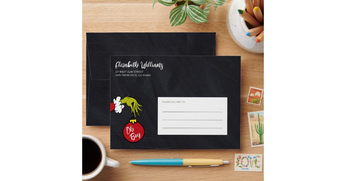 Dr. Seuss | Oh Boy Grinch Baby Shower Envelope | Zazzle