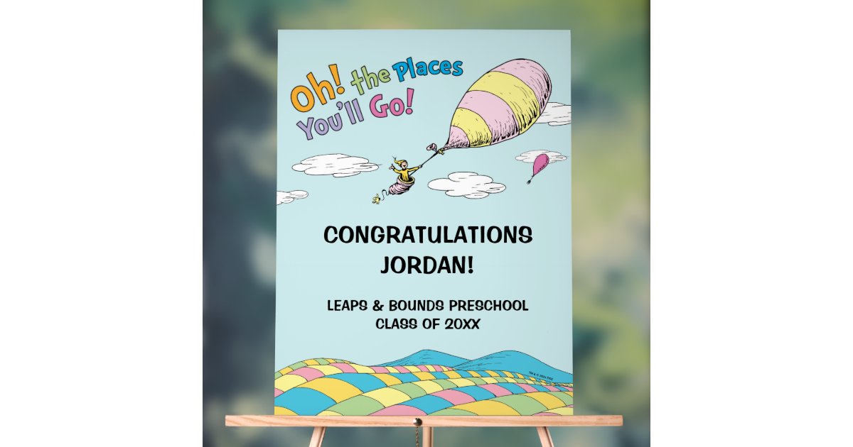 Dr. Seuss | Oh, The Places You'll Go! Graduation Acrylic Sign | Zazzle