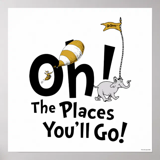 Dr. Seuss | Oh, The Places You'll Go! Retro Poster | Zazzle