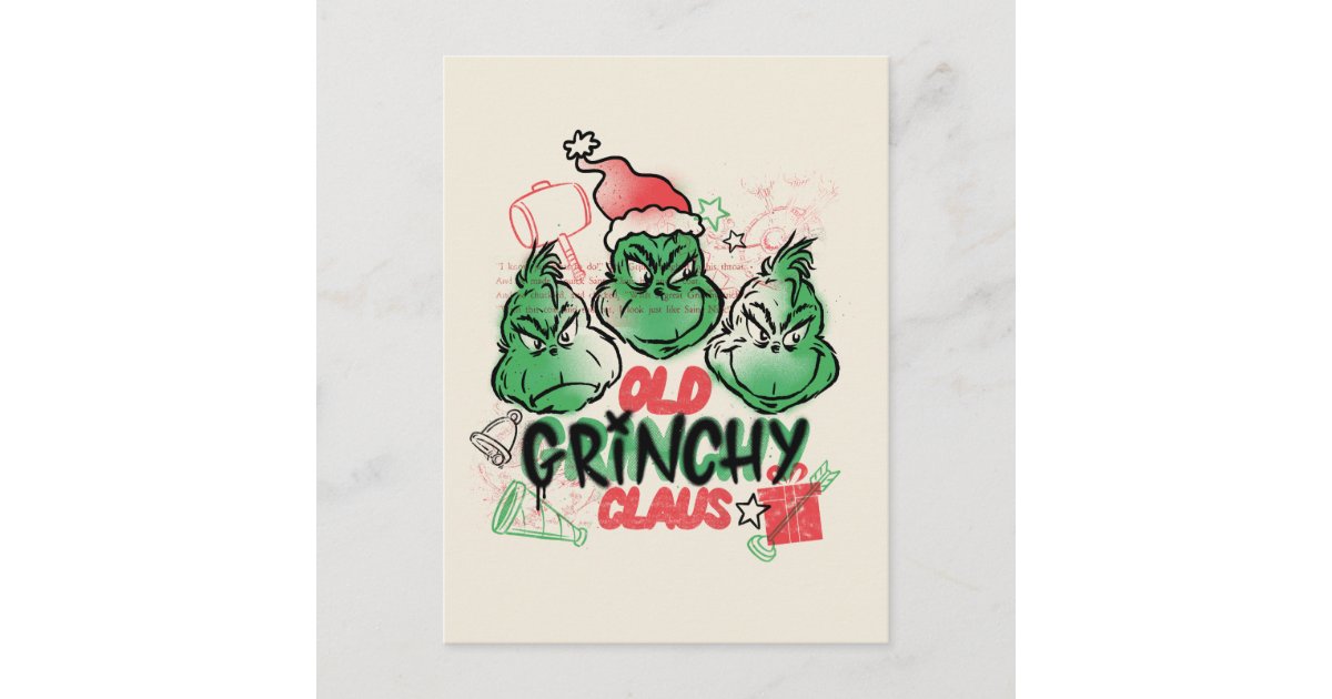 Dr. Seuss | Old Grinch Claus Postcard | Zazzle