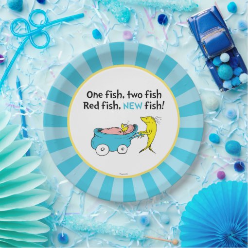 Dr. Seuss | One Fish - Boy Baby Shower Paper Plates | Zazzle