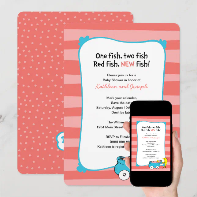 Dr. Seuss | One Fish - Girl Baby Shower Invitation | Zazzle