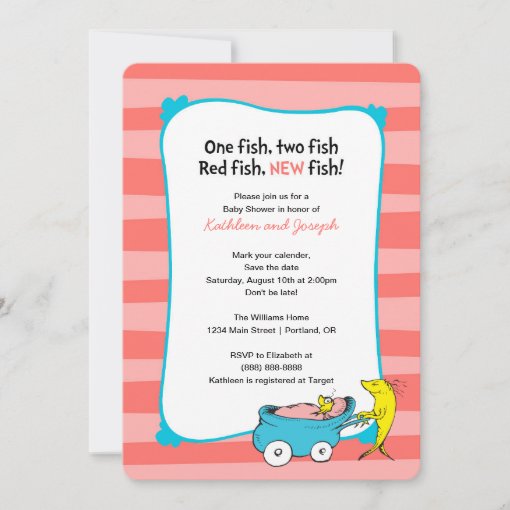 Dr. Seuss | One Fish - Girl Baby Shower Invitation | Zazzle