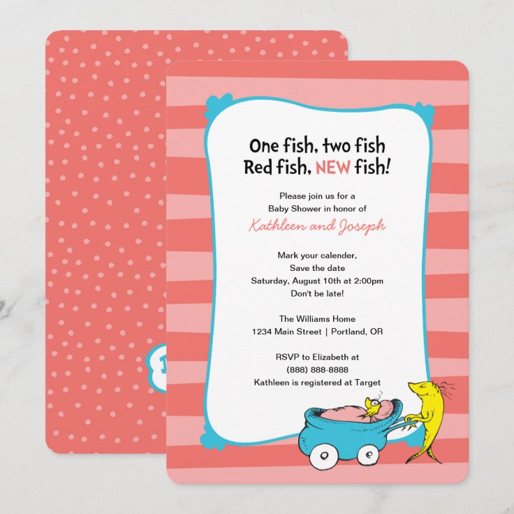 Dr. Seuss | One Fish - Girl Baby Shower Invitation | Zazzle