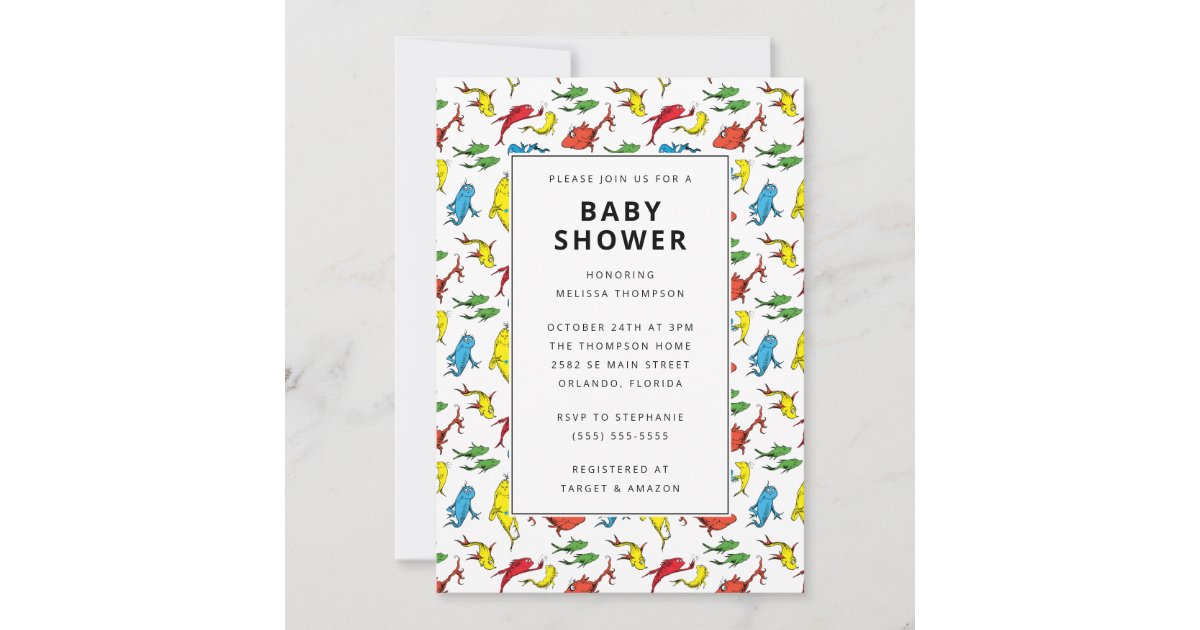 Dr. Seuss - One Fish, Two Fish | Baby Shower Invitation | Zazzle