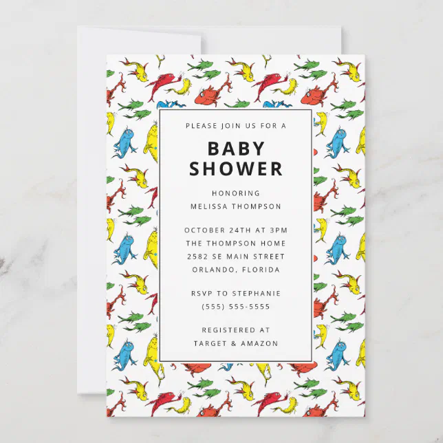 Dr. Seuss - One Fish, Two Fish | Baby Shower Invitation | Zazzle